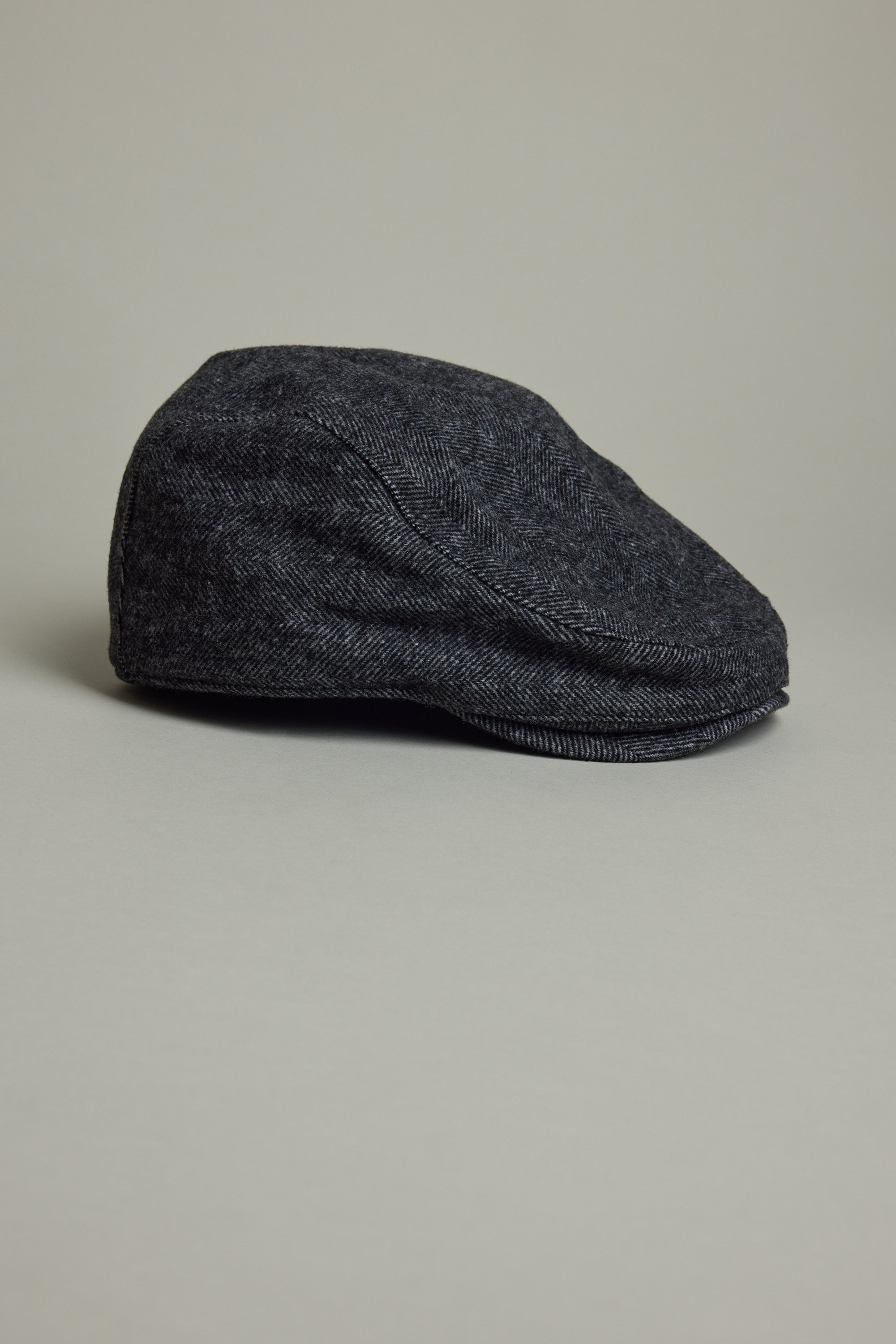 Shop Willis Herringbone Flat Cap (CHARCOAL) | Barkers