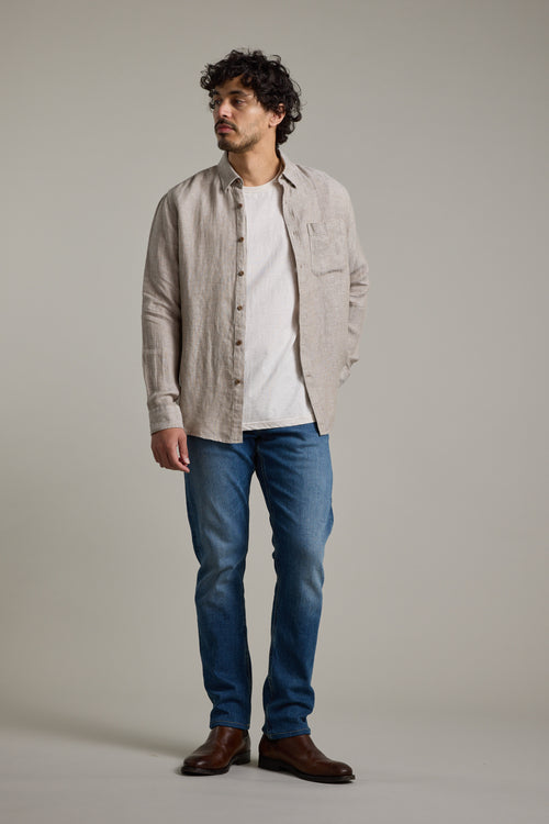 Shop Delano Linen Shirt C (SAND MARL) | Barkers