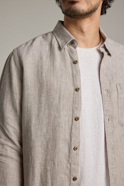 Shop Delano Linen Shirt C (SAND MARL) | Barkers