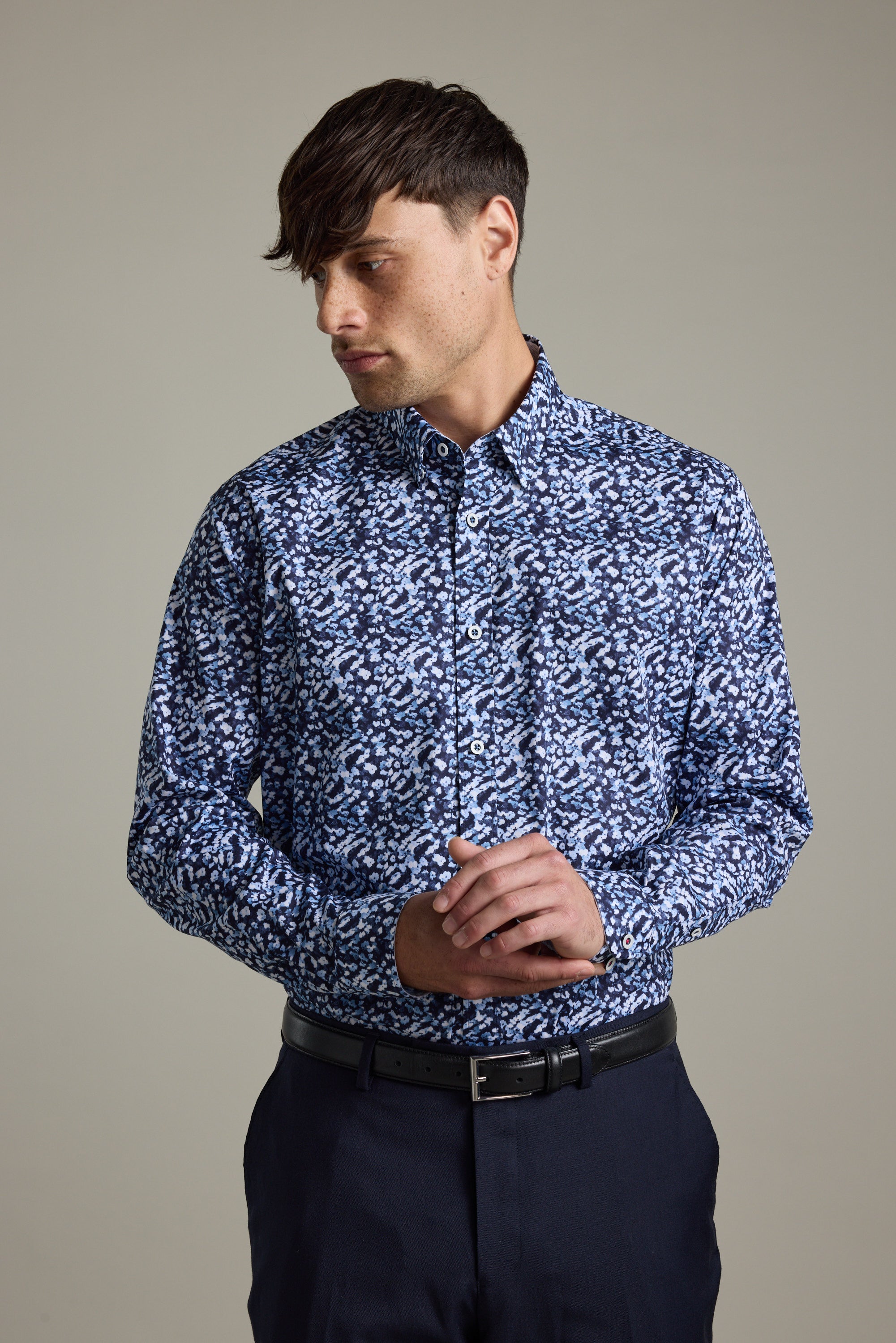 Shop Vernon Print Shirt C (NAVY) | Barkers