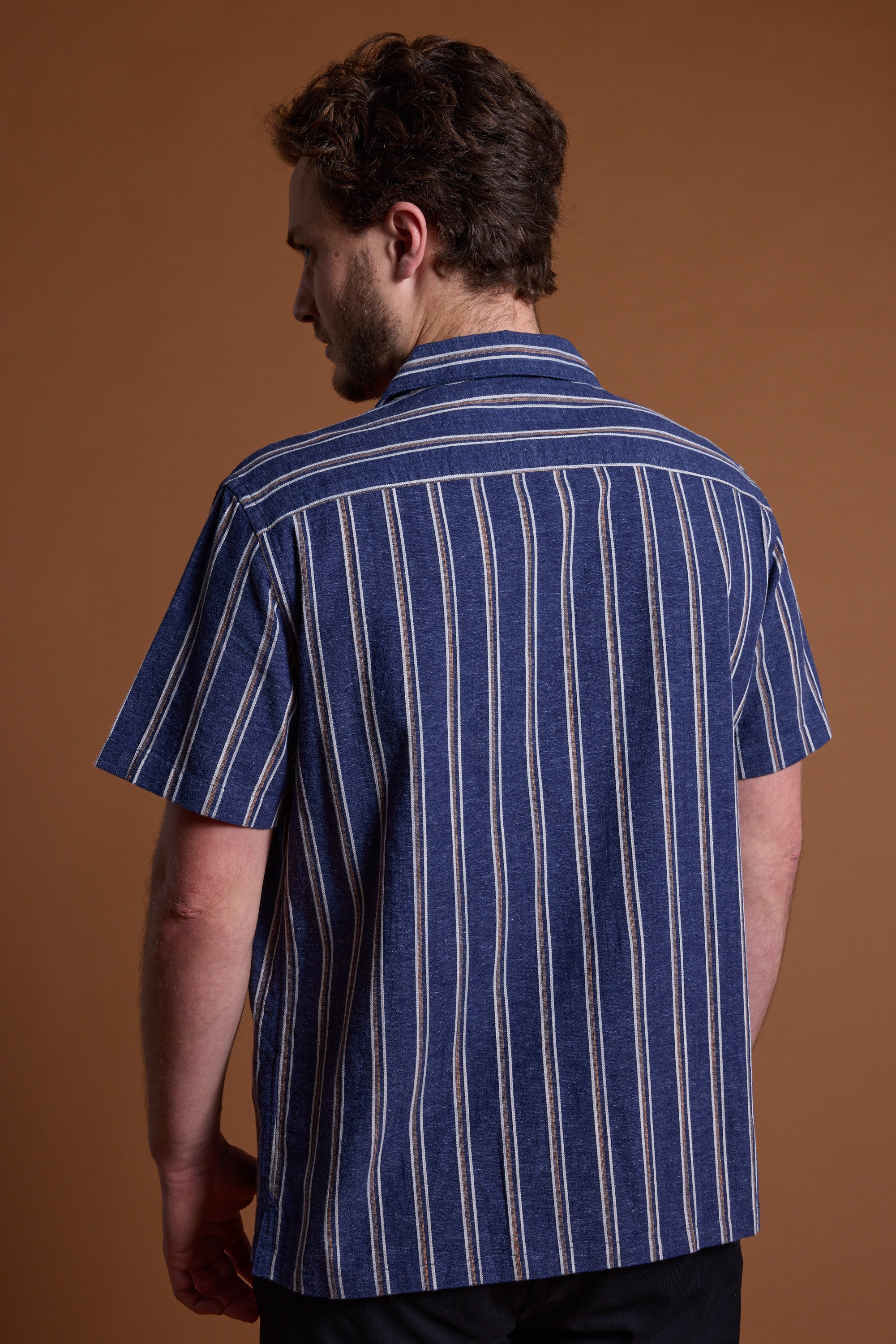 Shop Calburn Stripe Cuban Shirt (NAVY) | Barkers
