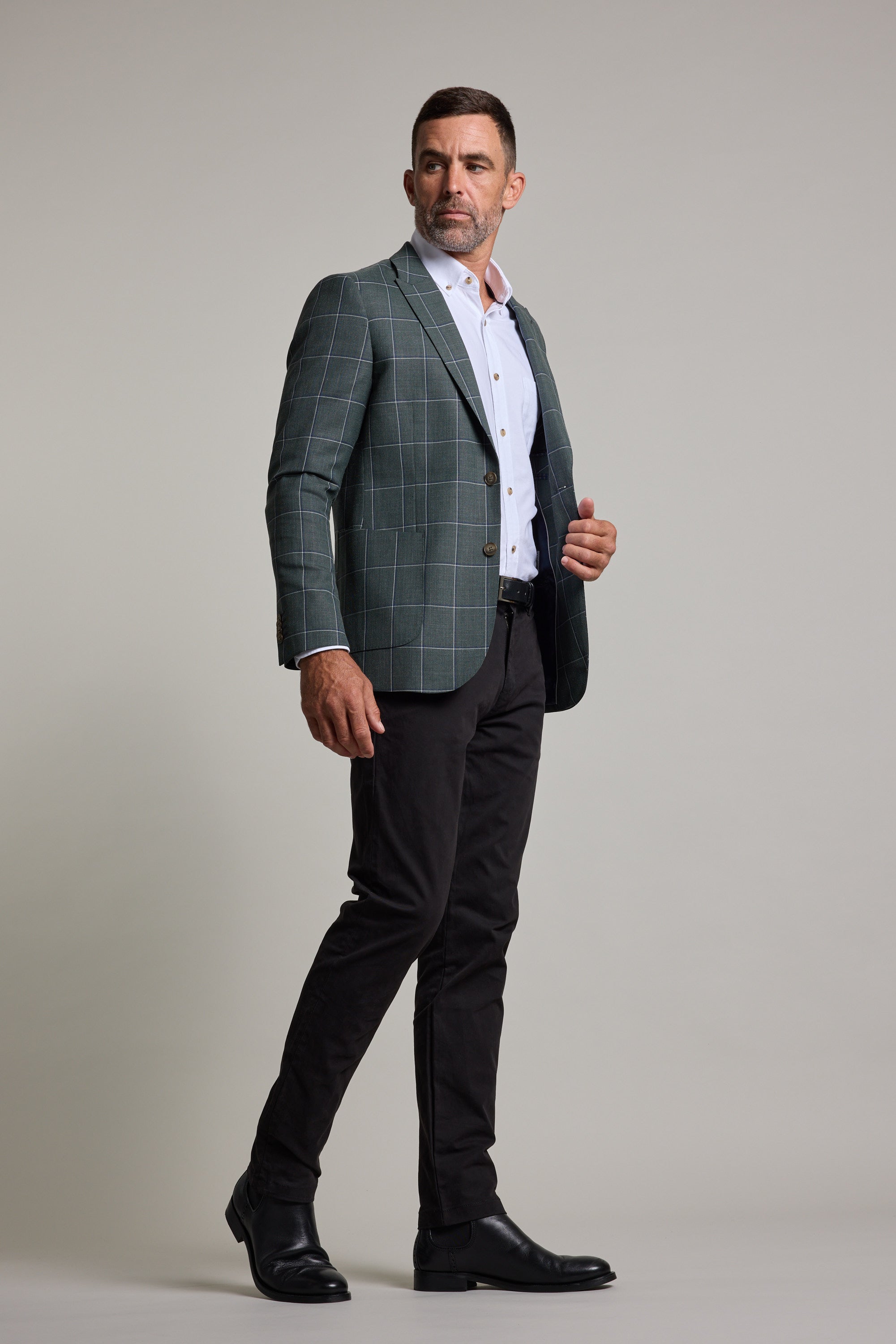 Shop Nathaniel Check Blazer (GREEN CHECK) | Barkers